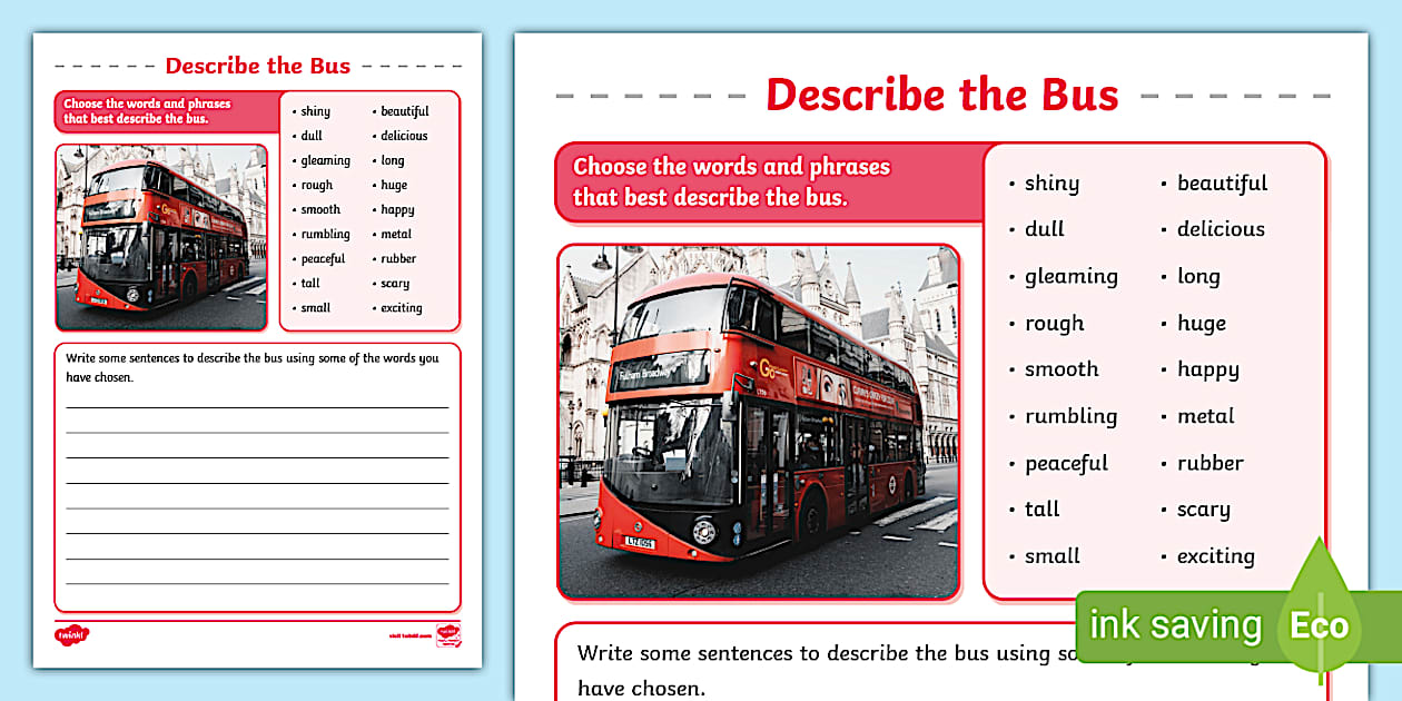 Describe the Bus Writing Activity (Teacher-Made) - Twinkl