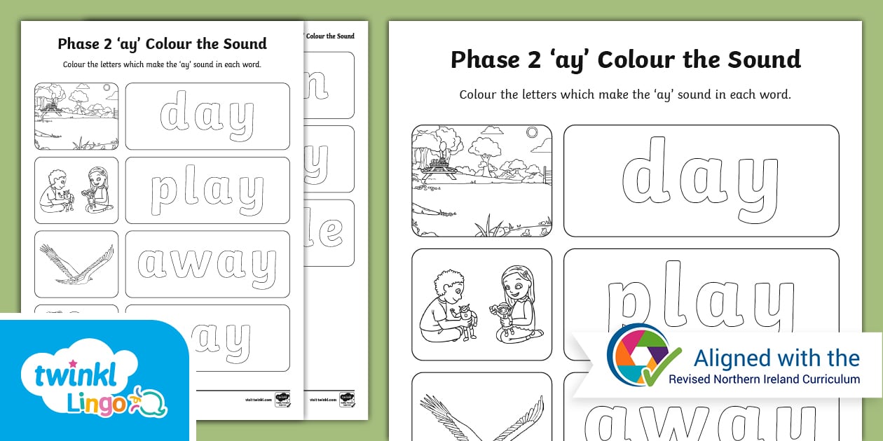 Linguistic Phonics Phase 2 'ay' Colour the Sound