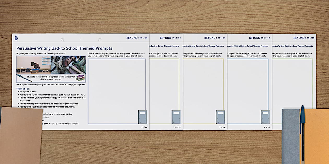 Persuasive Writing Back to School Themed Prompts - Twinkl