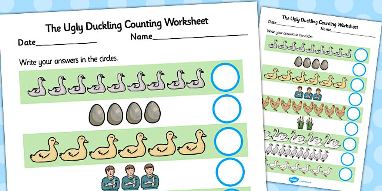 Editable Ugly Duckling Counting Sheet (teacher made)