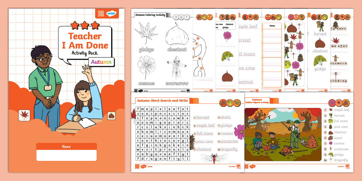 Teacher I Am Done Activity Pack | Autumn | Lv.3