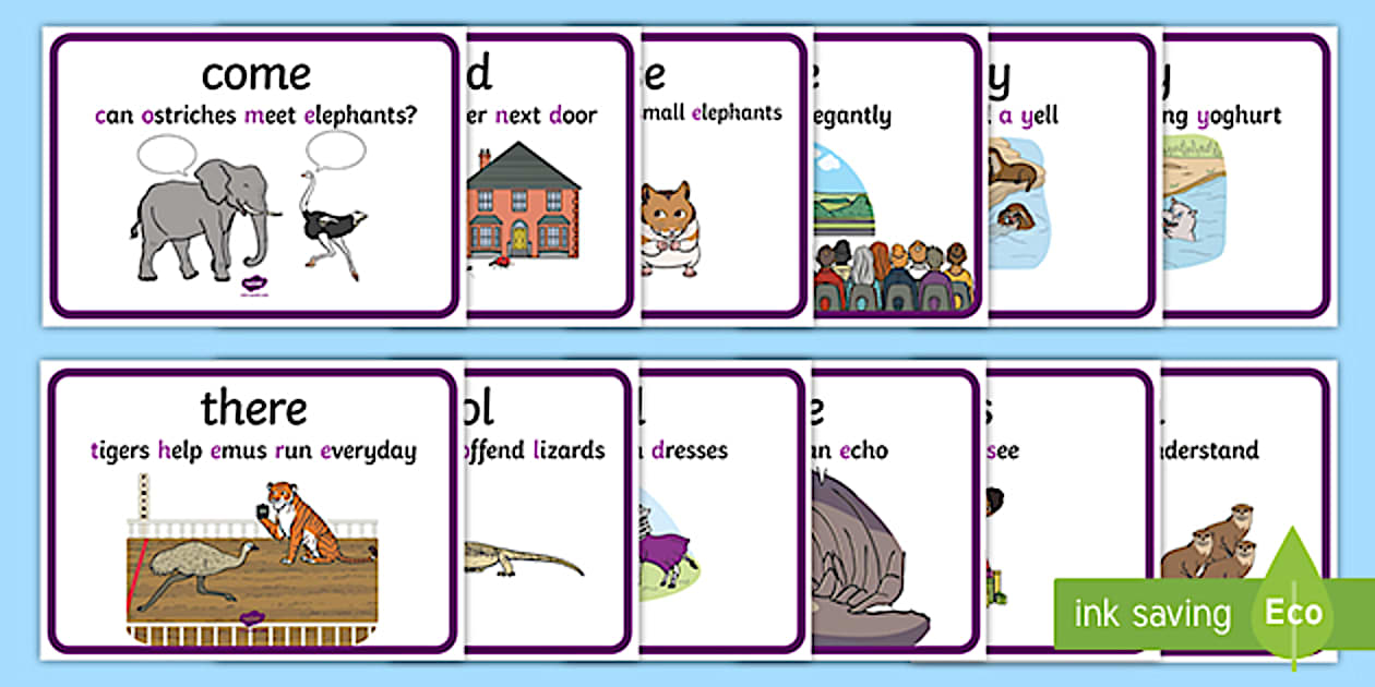 Editable Year 1 Common Exception Words Memorable Mnemonics Display Posters