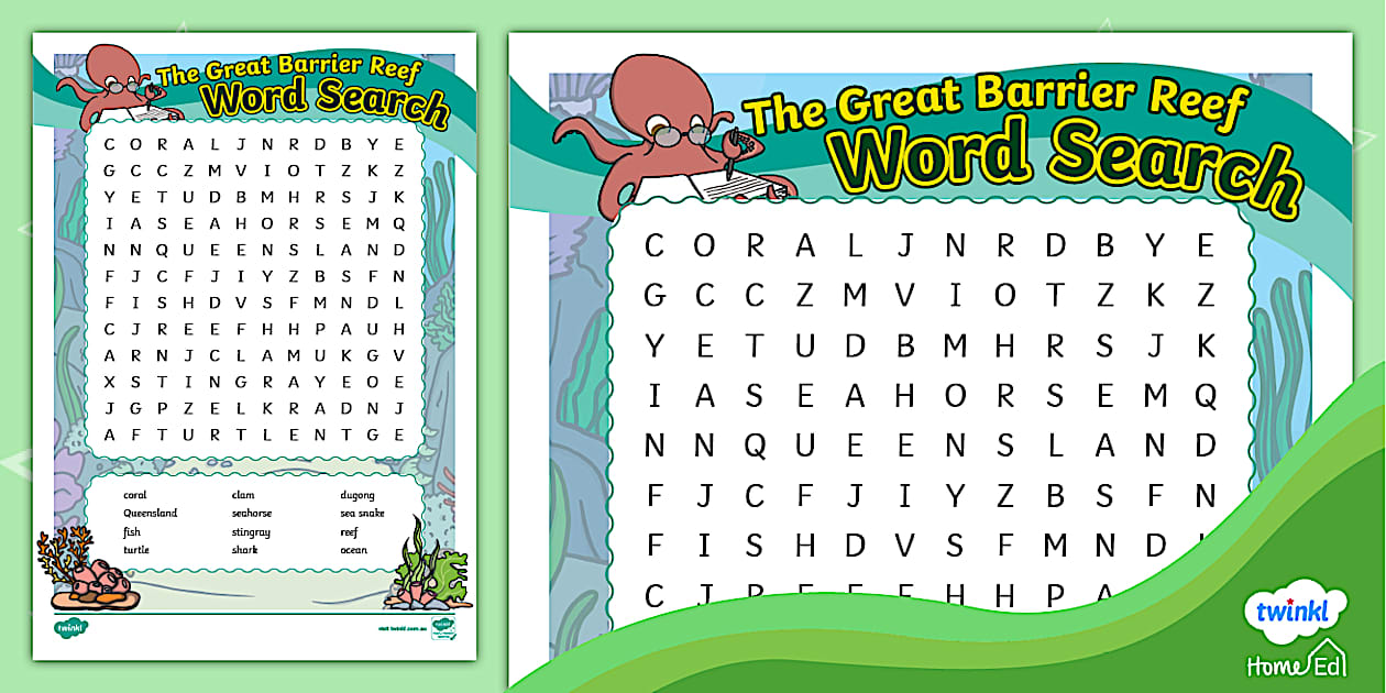 Great Barrier Reef Word Search (teacher made) - Twinkl