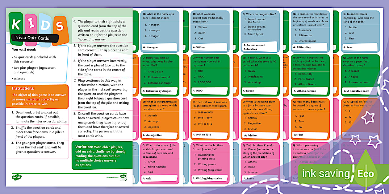 Trivia Questions For Kids - Parents (teacher made) - Twinkl