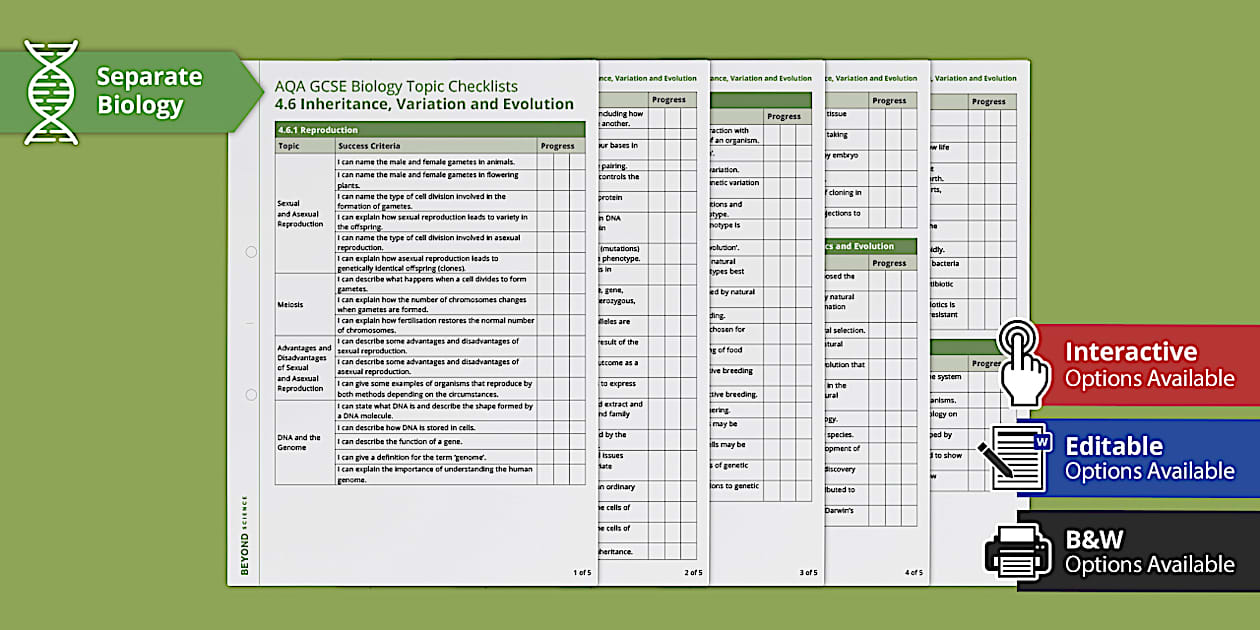 Inheritance Topic Checklist | AQA GCSE Biology | Beyond