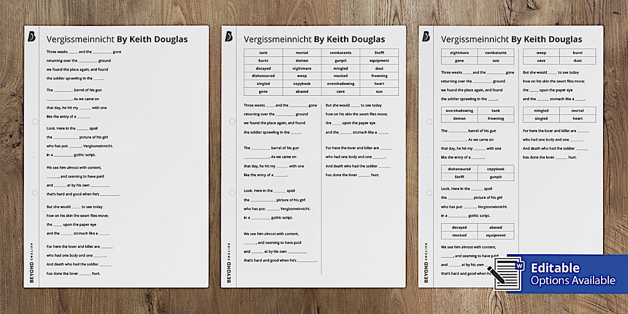 Vergissmeinnicht Cloze Activity