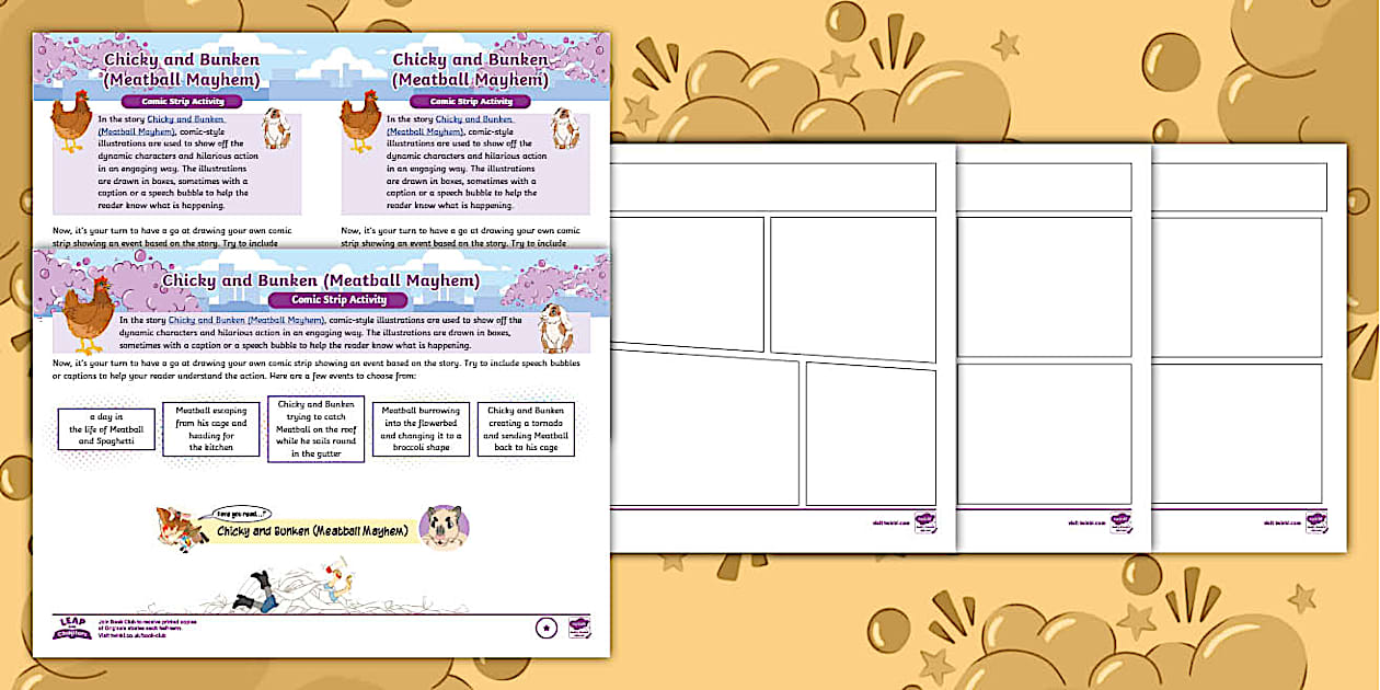 Chicky and Bunken (Meatball Mayhem) Comic Strip Activity