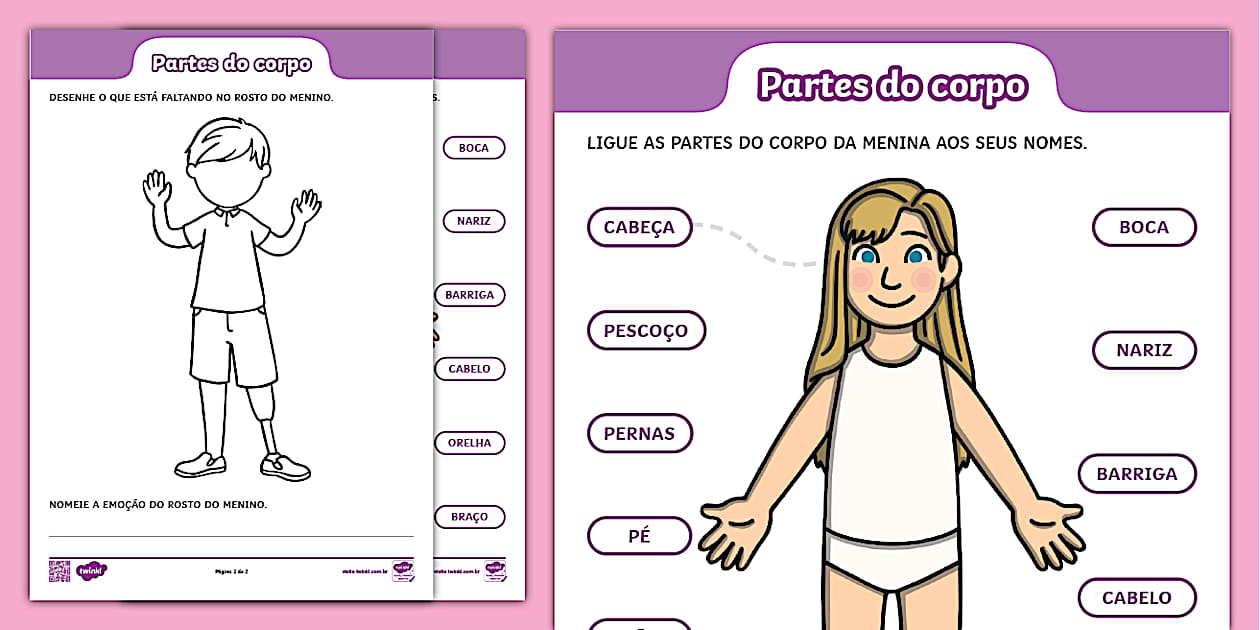 Partes do corpo para alunos com autismo