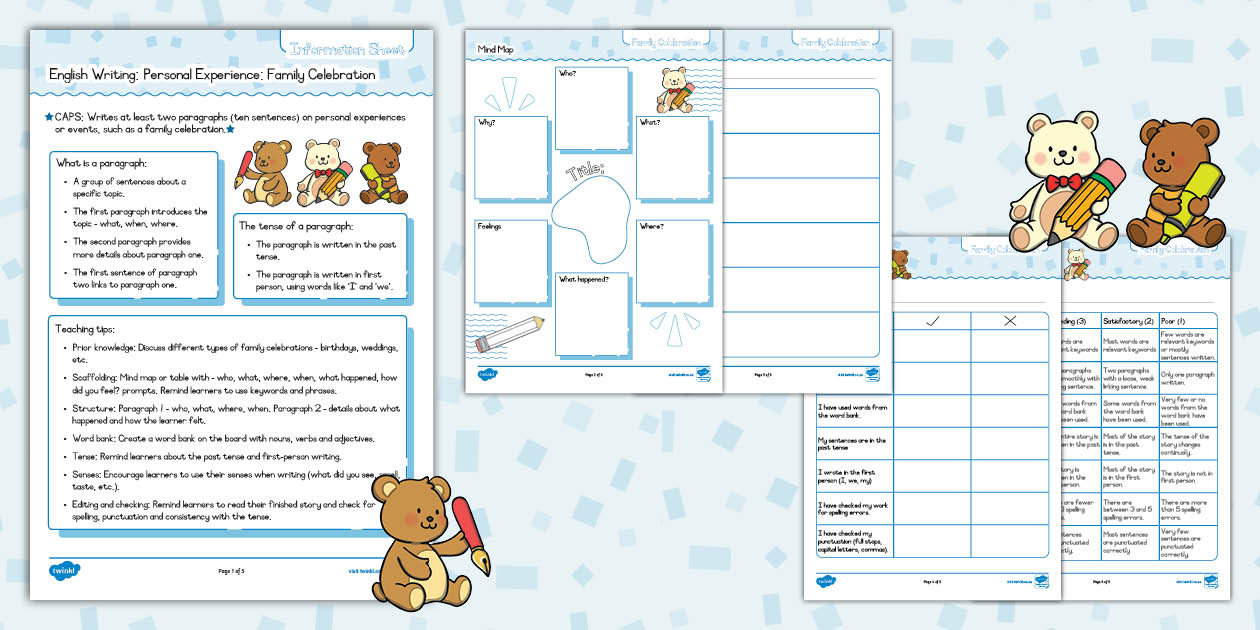 Gr 2 English Term 4 Writing Personal Experience - Worksheet