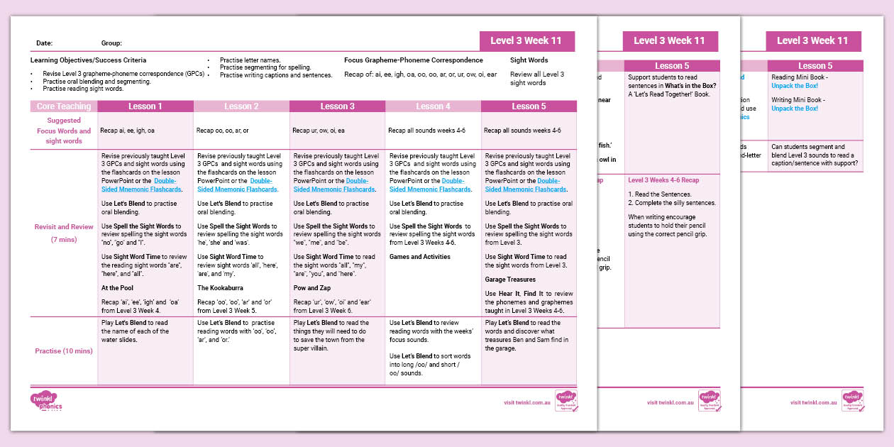 Level 3 Week 11 - Recaps Weeks 4-6 Plan