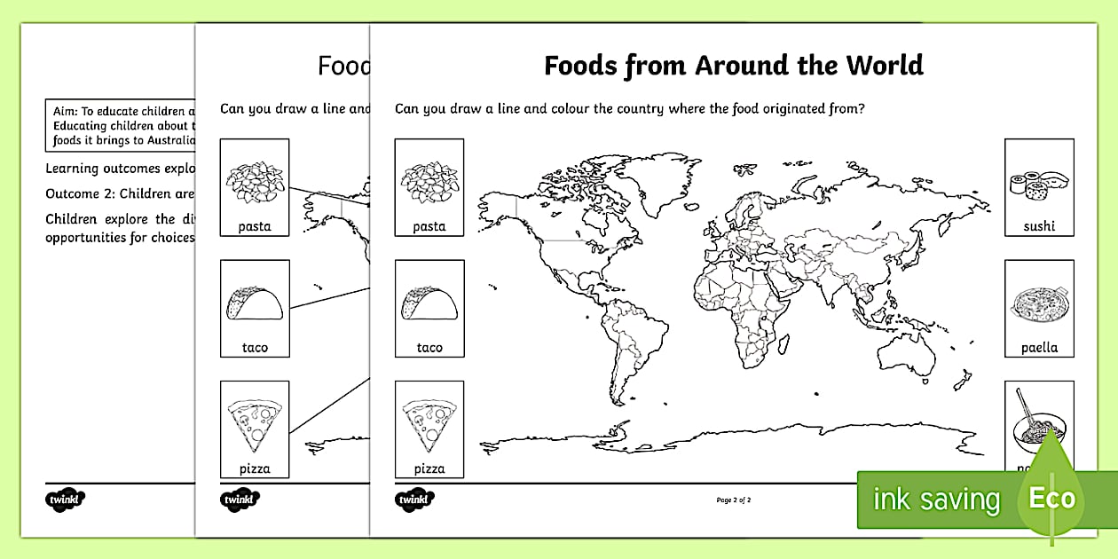 Foods from Around the World Worksheet / Worksheet