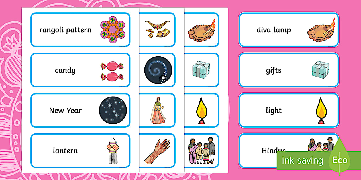 Diwali Topic Word Cards (teacher made) - Twinkl