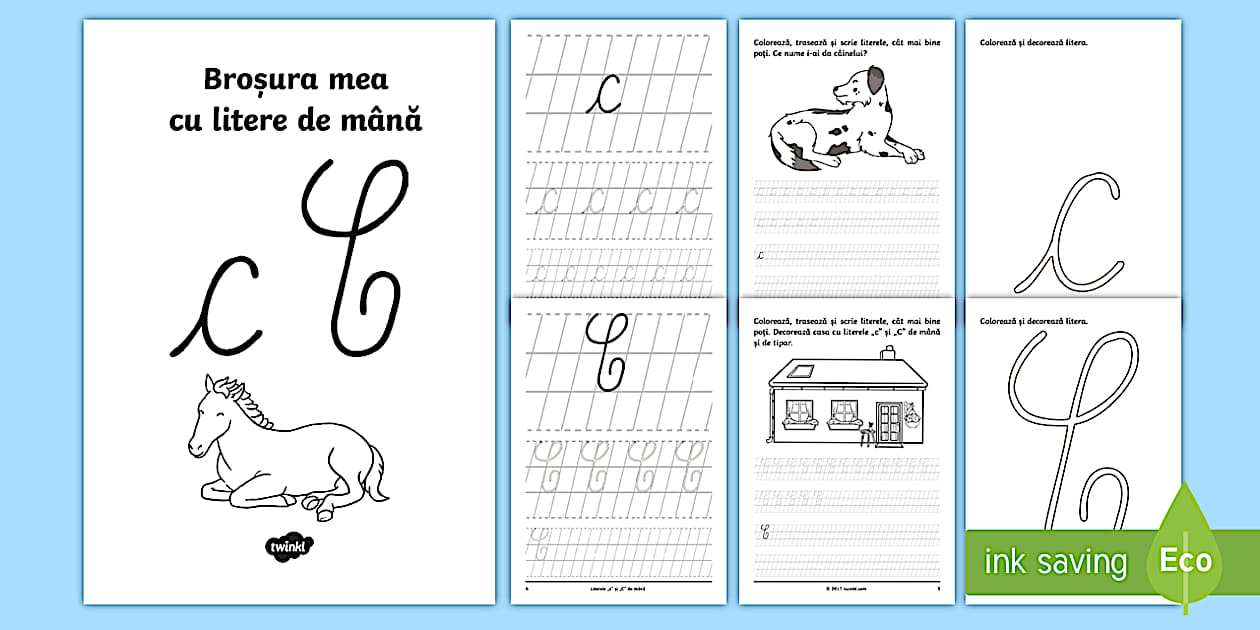 Scrierea literelor „c” și „C” de mână - Broșură cu activități