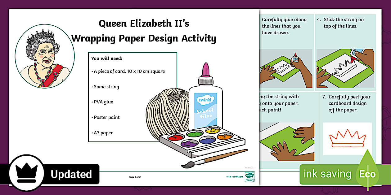 Queen Elizabeth II's Wrapping Paper Design Activity - Twinkl