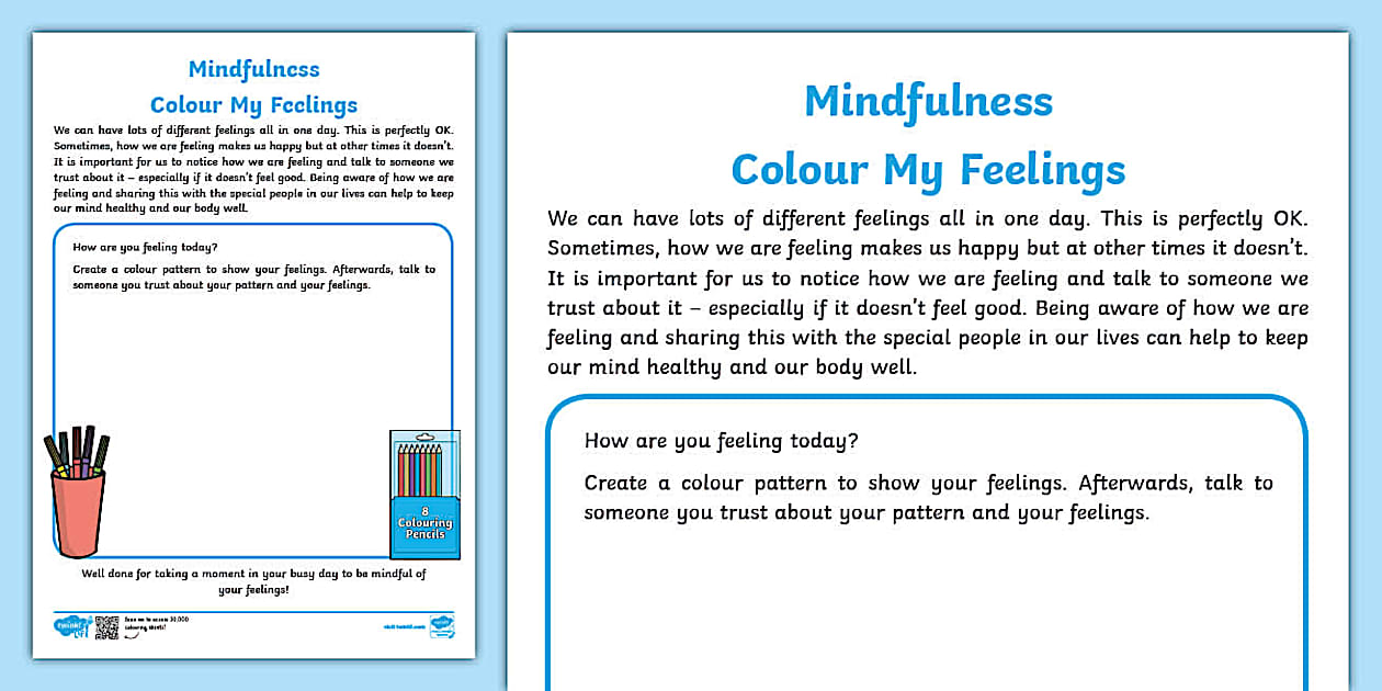 Mindfulness Colour My Feelings Activity (teacher made)