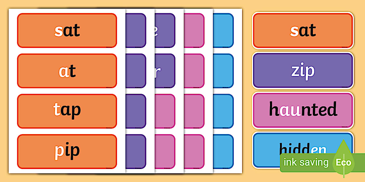 Editable Words with Grapheme Examples Phases 2-6 Cards