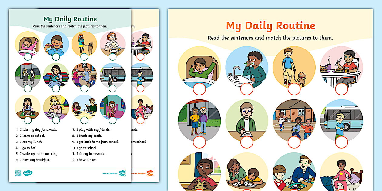My Daily Routine | Worksheet (teacher made) - Twinkl