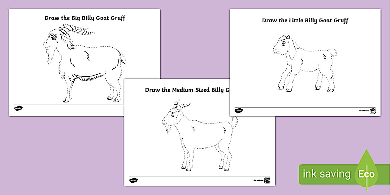 Draw the Three Billy Goats Gruff Pencil Control Activity