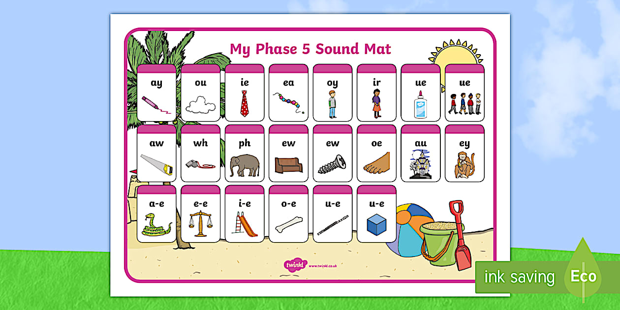 Summer Themed Phase 5 Sound Mat (teacher made) - Twinkl