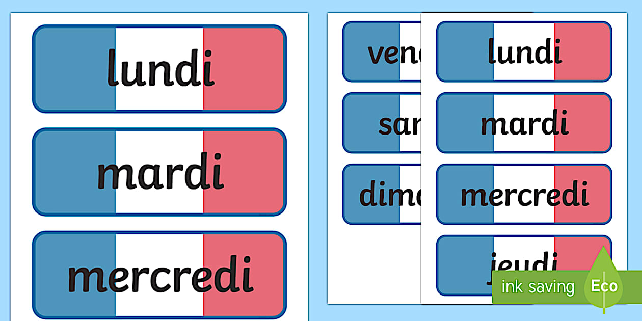 Dyslexic French Days Word Cards (professor feito) - Twinkl