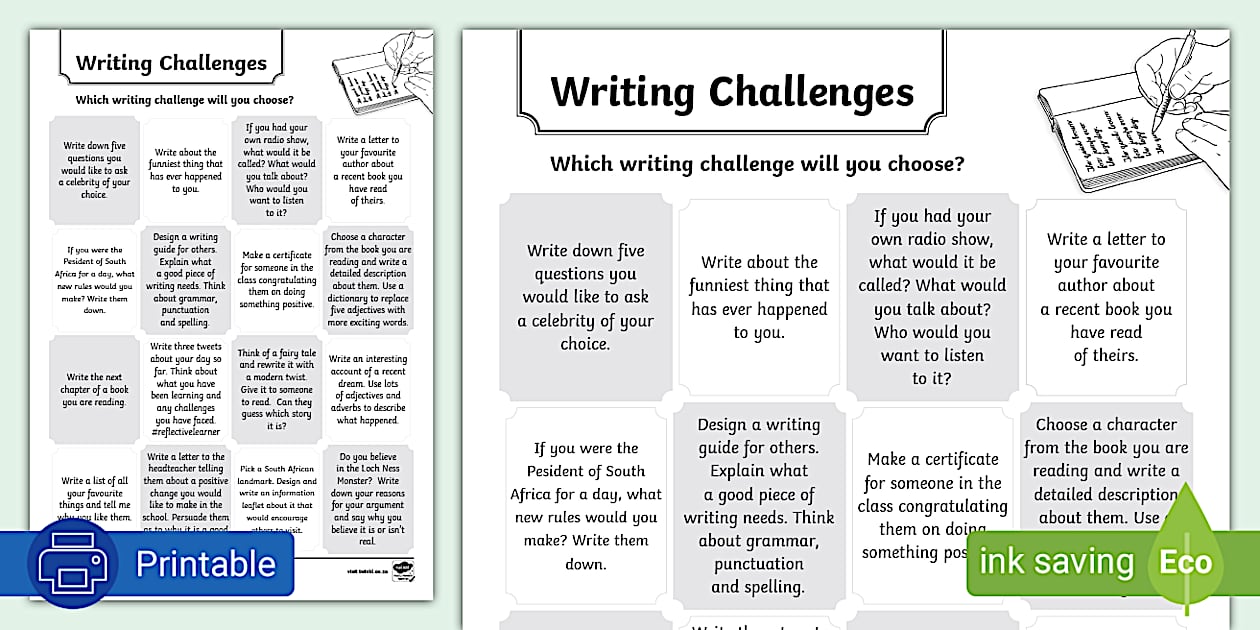 Writing Challenge Worksheet