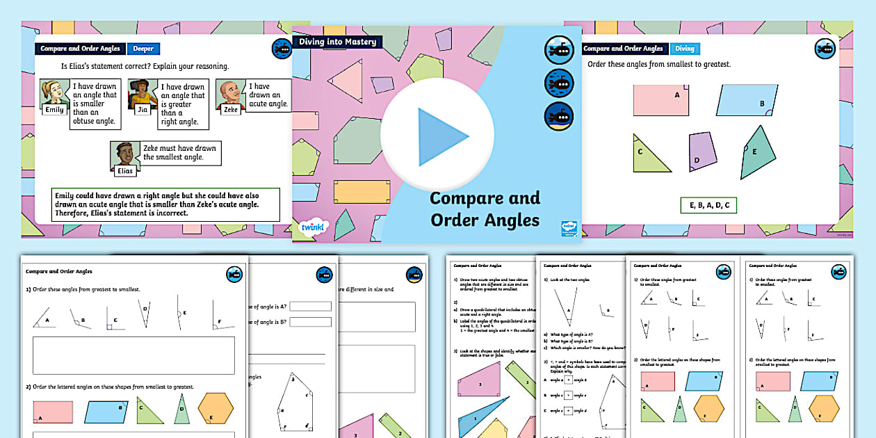 Year 4 DiM: Step 3 Compare and Order Angles Teaching Pack