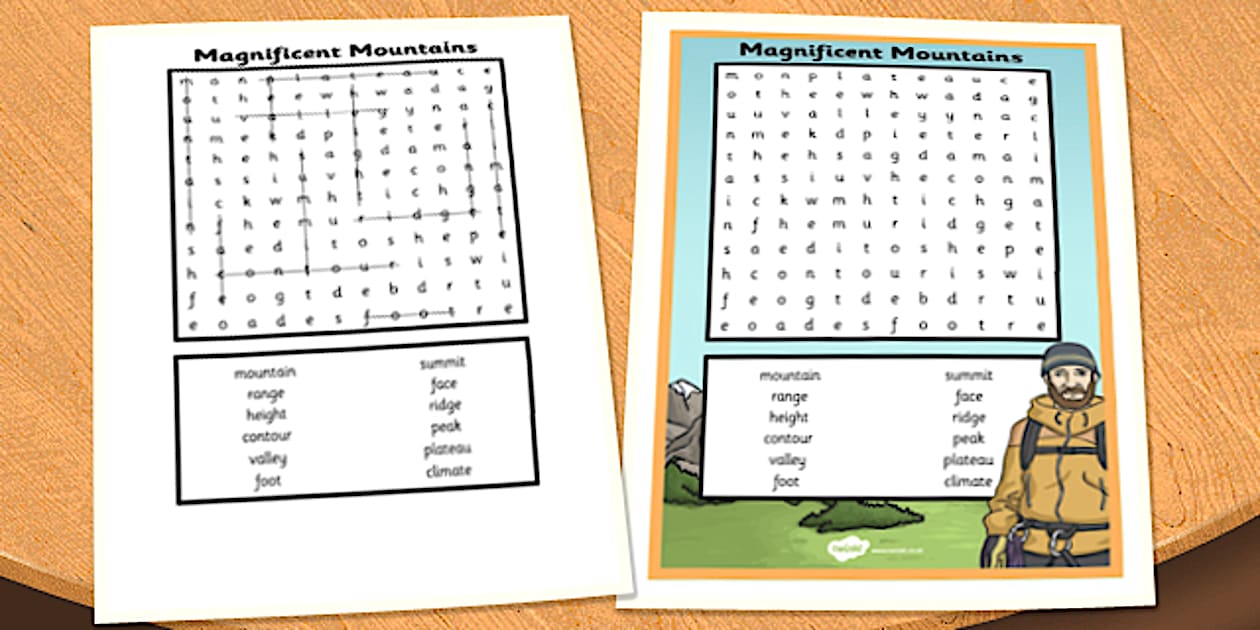 Magnificent Mountains Wordsearch (teacher made) - Twinkl