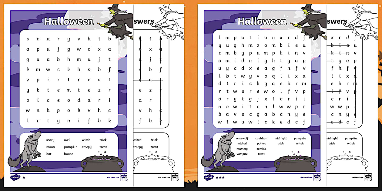 Editable Halloween Word Searches (teacher made) - Twinkl