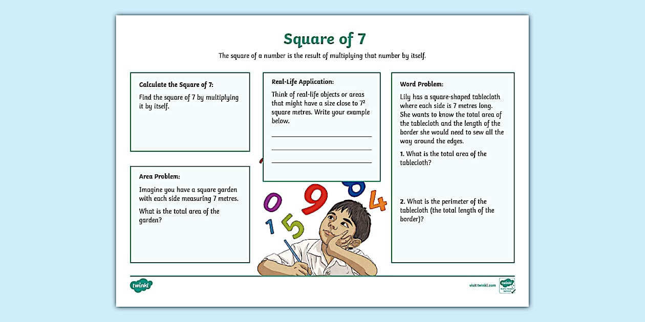 Challenge Sheet: Square of 7 (teacher made) - Twinkl