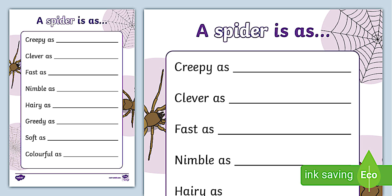 Spider Simile Poem Template,Halloween Poem,Autumn Poem