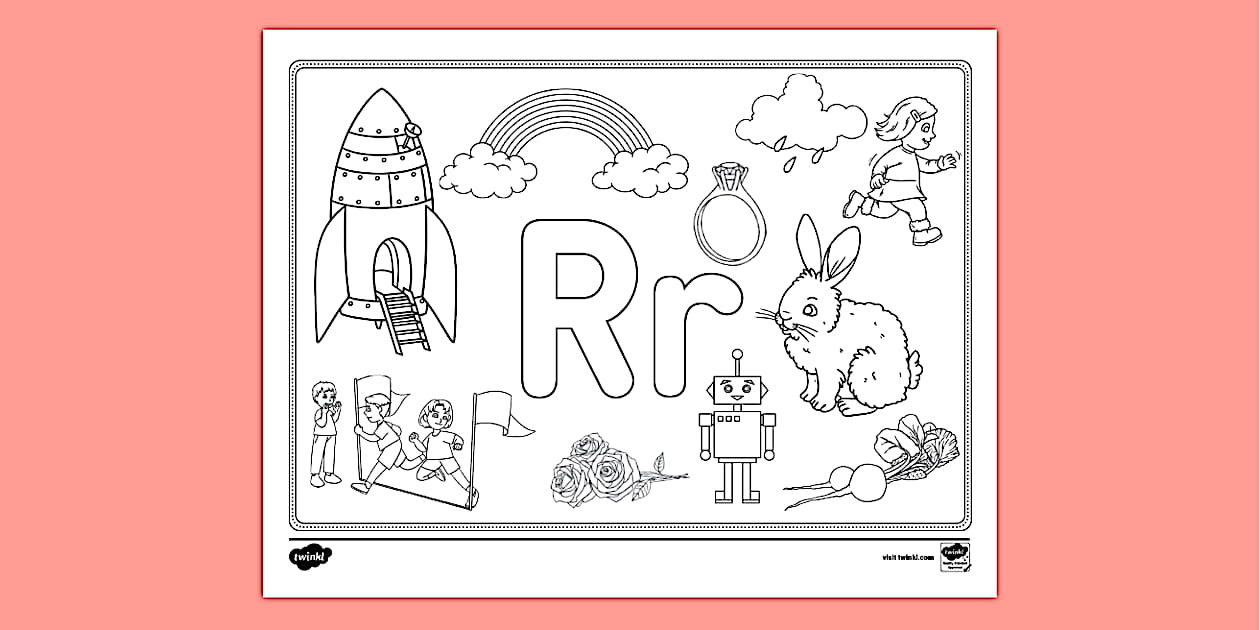 Letter R Coloring Page for PreK-K (Teacher-Made) - Twinkl