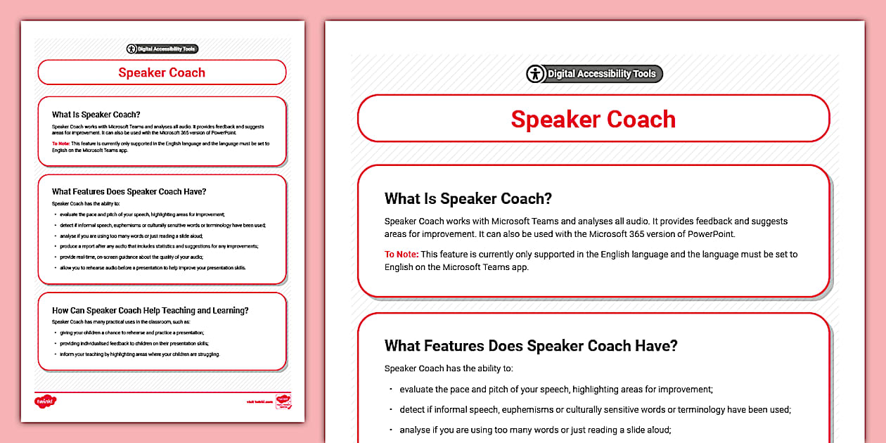 Speaker Coach Digital Accessibility Tool Information Sheet