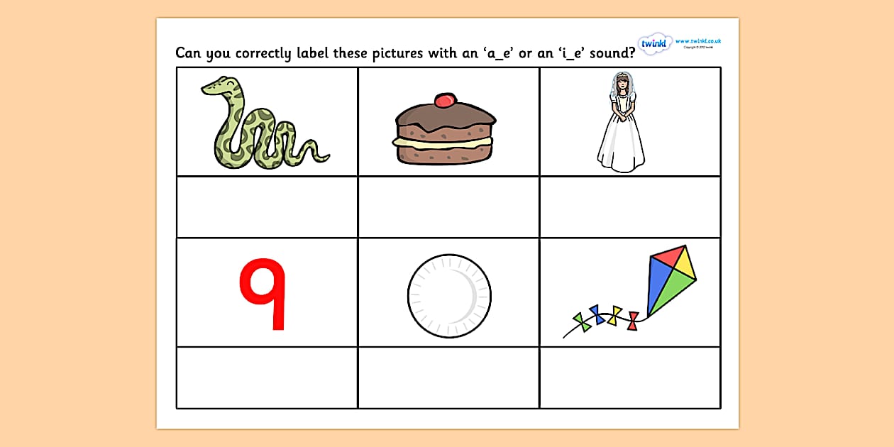 AE or IE Split Digraph Worksheet - Free Phonics Resource