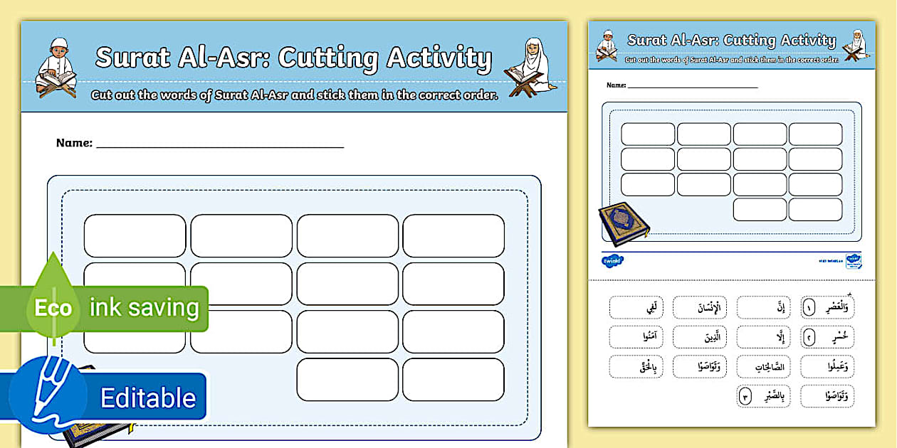 Surat Al-Asr Cutting Activity