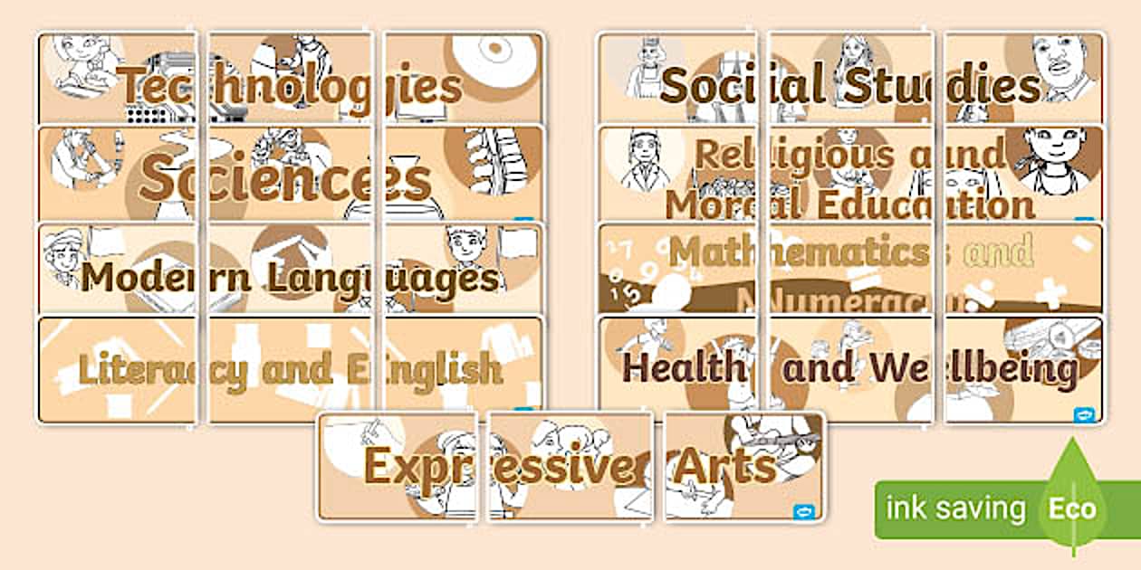 Neutral Coloured CfE Curriculum Areas Display Banners