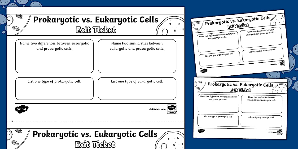 Prokaryotic vs. Eukaryotic Cells Exit Ticket for 6th-8th Gr