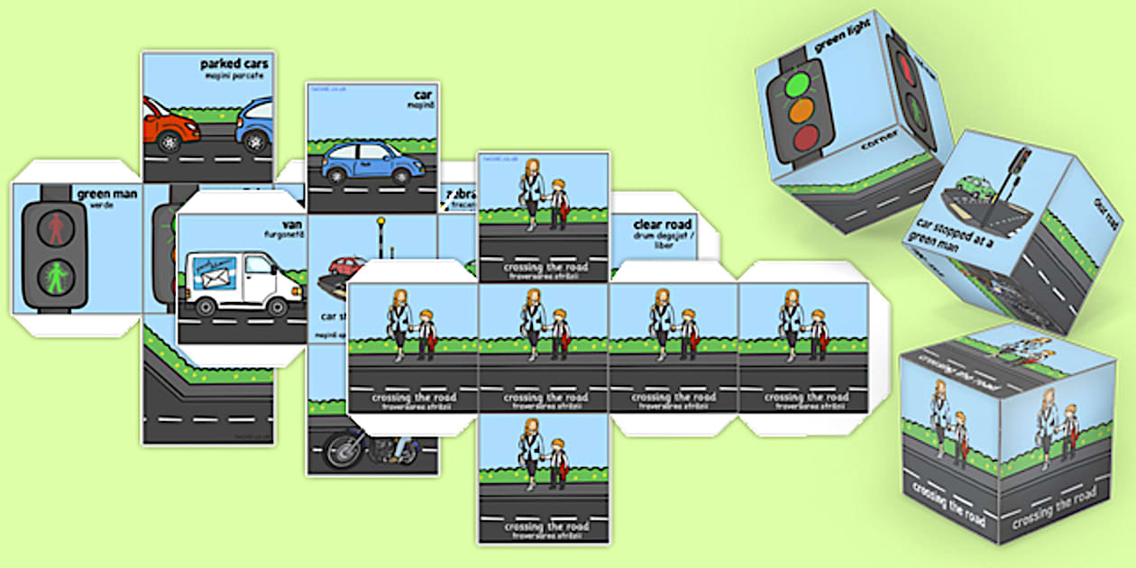 Road Safety Dice Romanian Translation - Twinkl