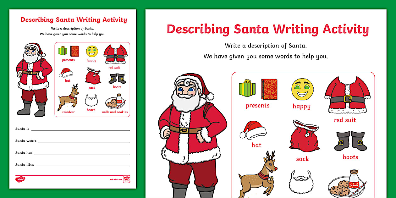 Character Santa Description Writing Activity | Twinkl | EYFS