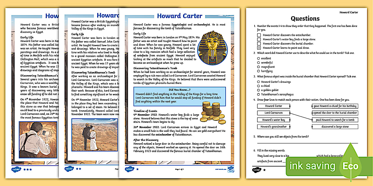 LKS2 Howard Carter Differentiated Reading Comprehension