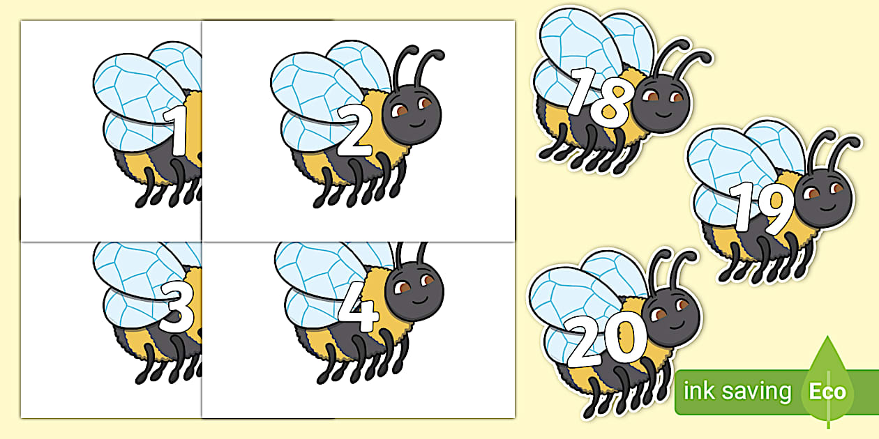 Numbers 0-20 on Bees (Teacher-Made) - Twinkl