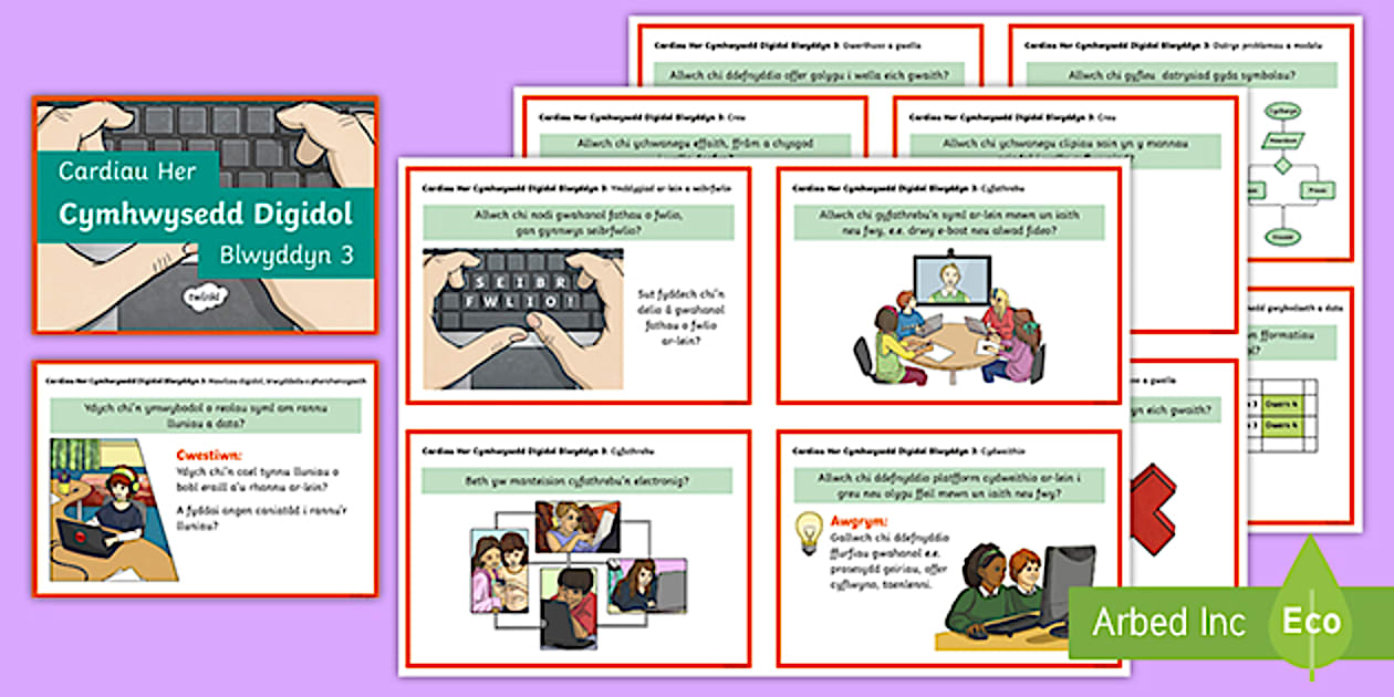 Cardiau Her Cymhwysedd Digidol Blwyddyn 3