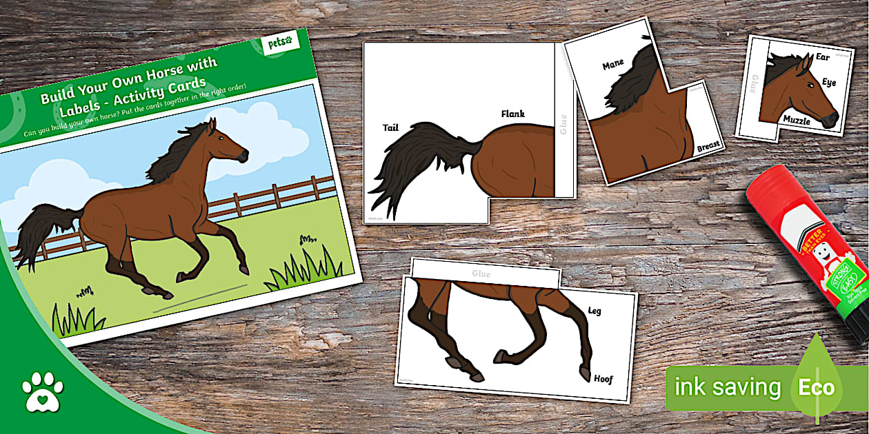 Build Your Own Horse with Labels - Activity Cards - Pets