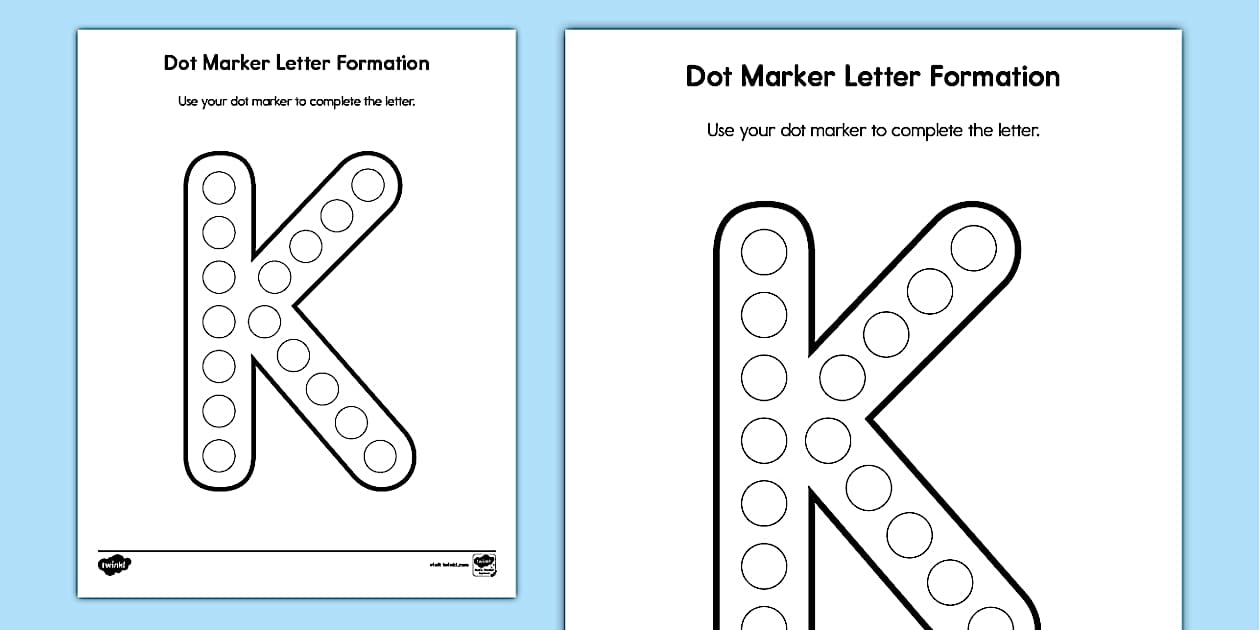 Uppercase Letter K: Dot Marker Letter Formation Worksheet