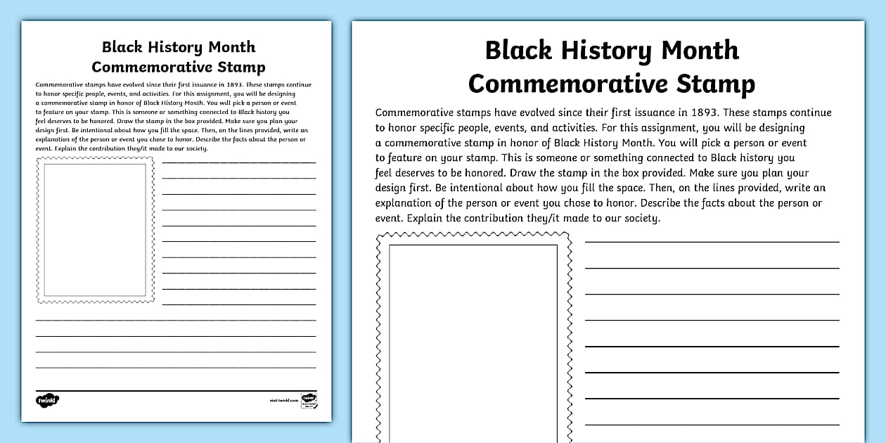 Seventh Grade Black History Month Research and Design a Commemorative Stamp
