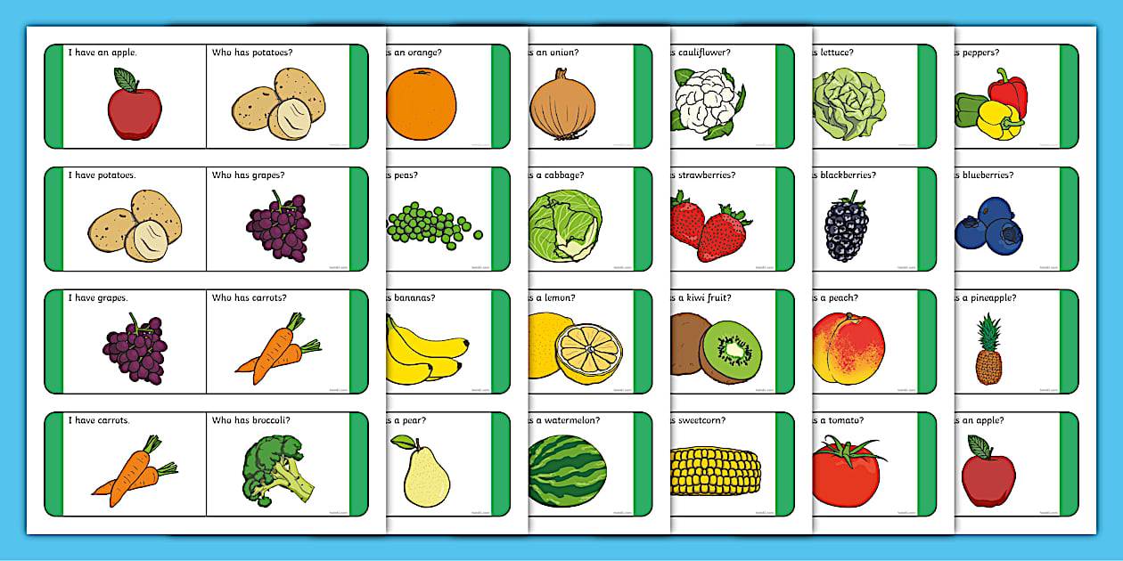 Fruit and Vegetables Loop Cards (teacher made) - Twinkl
