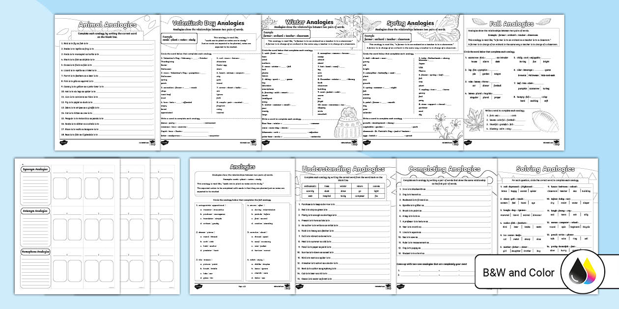 Analogies Activity Pack for 6th-8th Grade (teacher made)