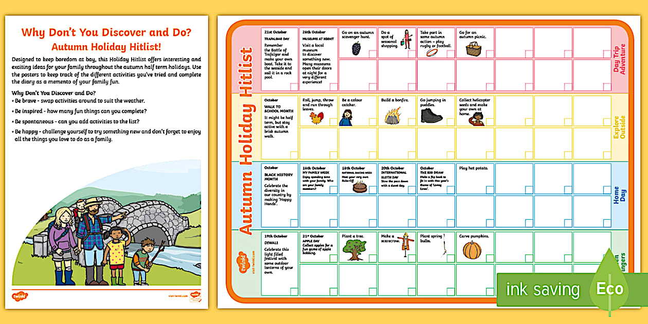 Discover and Do - Autumn Holiday Hitlist Poster - Twinkl