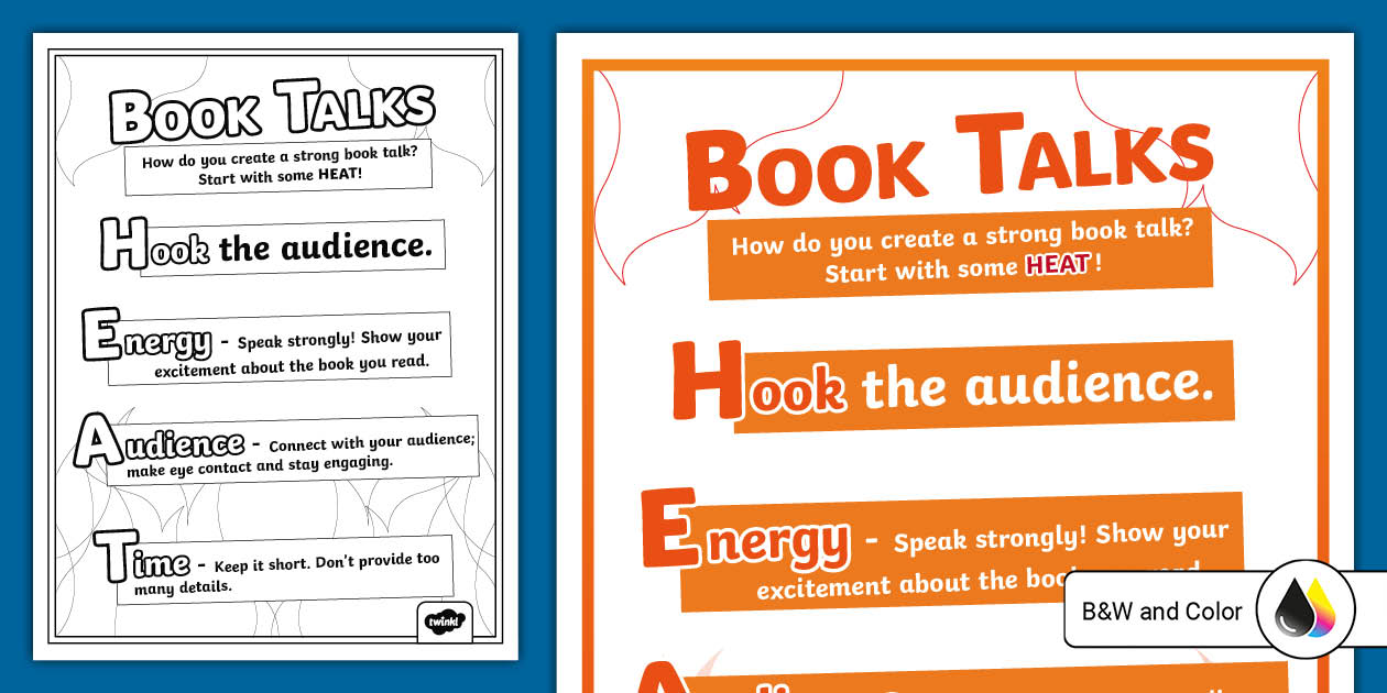 Book Talk Poster for 6th-8th Grade