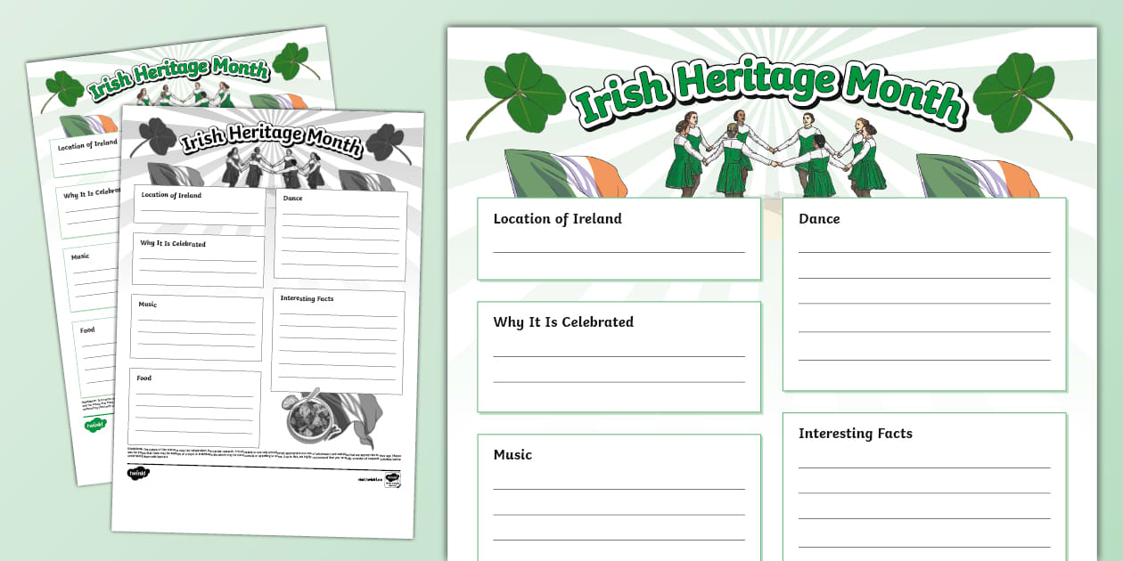 Irish Heritage Month Fact File Template - Twinkl
