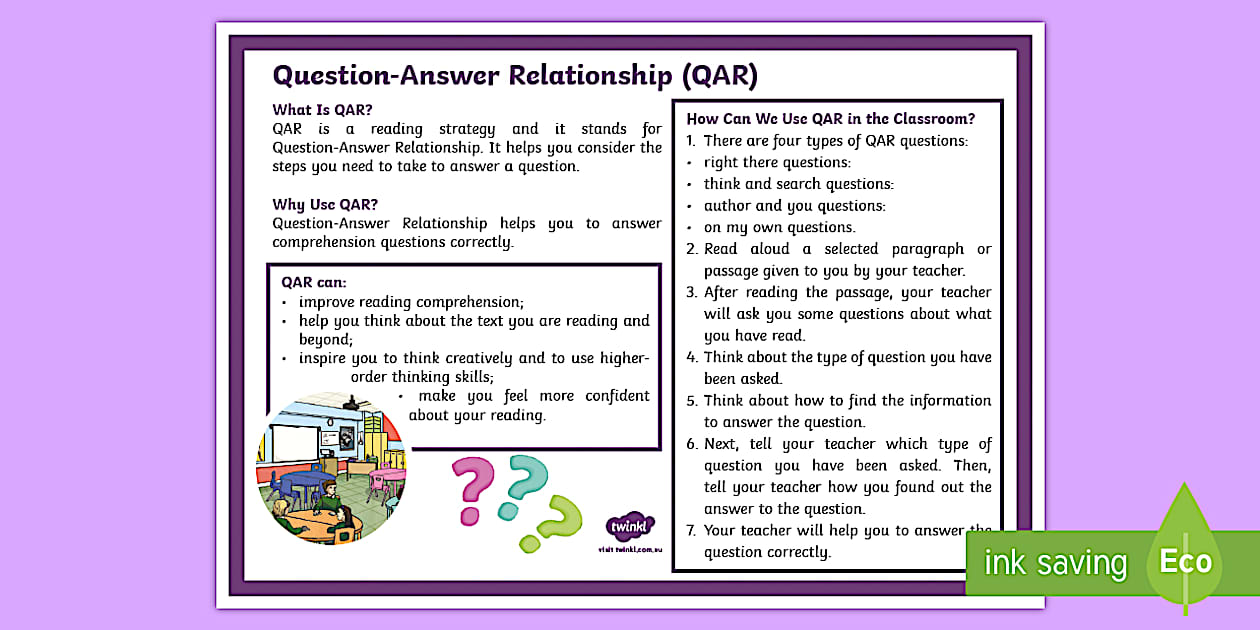 QAR Comprehension Poster Activity (teacher made) - Twinkl